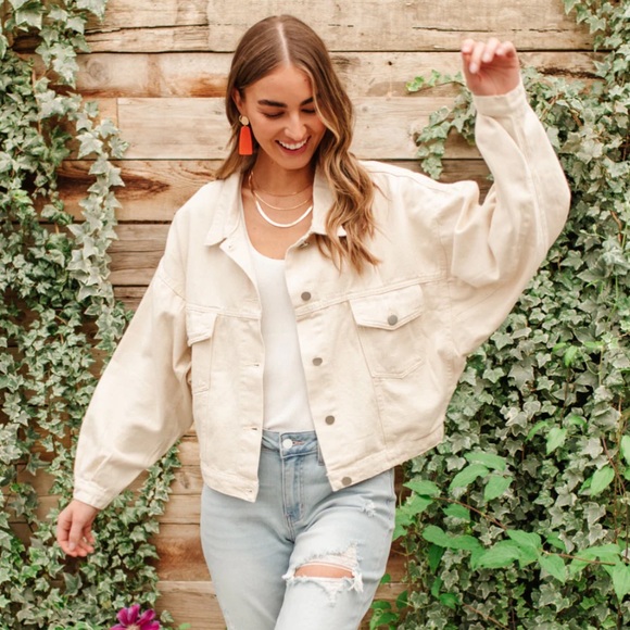 ANDREE BY UNIT | Jackets & Coats | Nwt Oversized Soft Cream Denim ...